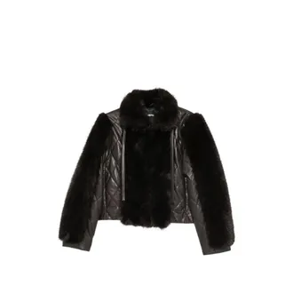 Rotate Faux Fur-trimmed Quilted Leather Jacket