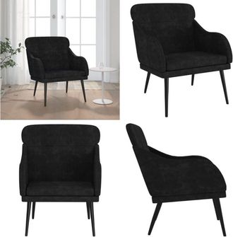 vidaXL Sessel Schwarz 63x76x80 cm Samt - Samtsessel - Schwarzer Sessel - Wohnzimmersessel - Bequemer Sessel - Lounge Chair - Home & Living