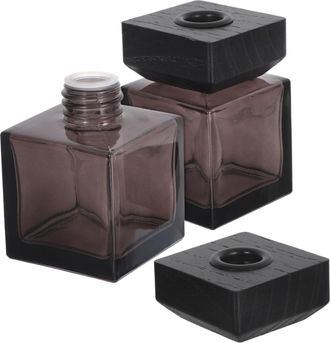 Cabilock 2stücke Aromatherapie Glasflasche Mit Holzkappe Leere Diffusorflasche Für Ätherische Öle DIY Raumduft Ersatz Diffusorflasche