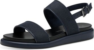 Marco Tozzi Damen Sandalen flach mit Schließe Sommer, Blau (Navy Comb), 40 EU