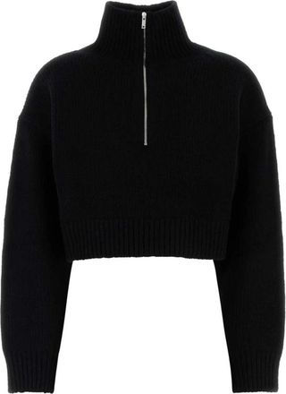 Nanushka Femme, Pulls, Noir, Taille: 42 FR Pull Court en Maille avec D&eacute;tail Zipp&eacute;