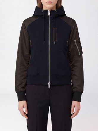 sacai Sweat &agrave; capuche zipp&eacute; en nylon et twill avec col montant