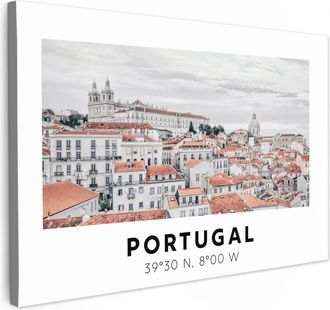 MuchoWow © Wandbilder Groß 120x80 cm XXL Schlafzimmer Home Deko Wohnung Bild Wohnzimmer Fotoleinwand Wand Bilder Leinwand Wall Decor Portugal - Europa - Rot - 