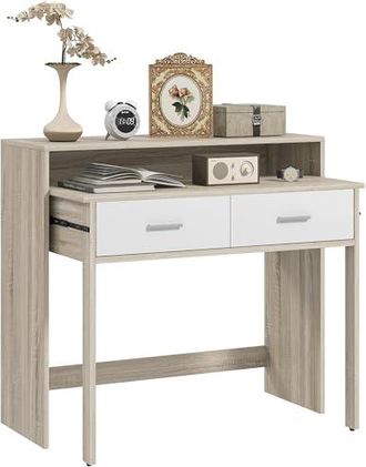 HOMCOM Table Console dentr&eacute;e avec Plateau Coulissant et 2 tiroirs, Table de Couloir avec Rangement pour Salon, entr&eacute;e, Chambre, 95l x 35P x 87H cm, Aspect ch