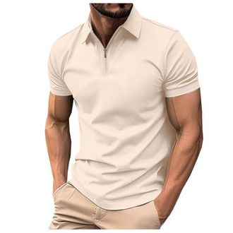 Generic Polo &agrave; manches courtes pour homme - D&eacute;contract&eacute; - Solide - Vacances, beige, 3XL