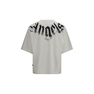 Palm Angels Mens White Cotton T-Shirt