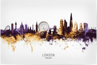 artboxONE Poster 45x30 cm Städte London England Skyline PurpleGold - Bild London Cityscape England