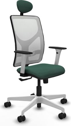 Piqueras y Crespo Gr&uuml;ner Schreibtischstuhl mit wei&szlig;en und schwarzen Armlehnen, h&ouml;henverstellbarer Lendenwirbelst&uuml;tze und festem Kopfteil, ausgestattet mit 3 Positionen,