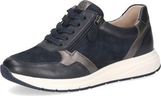 Caprice Caprice Damen Sneaker flach aus Leder mit Wechselfußbett, Blau (Ocean Comb), 41 EU