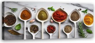 Feeby Leinwandbild - Bilder Wohnzimmer - Aromatische Gew&uuml;rze - 150x50 1tlg - Deko Schlafzimmer - Wanddekoration - Aesthetic - Gro&szlig; Moderne Bild - Foto auf L