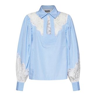 Silvian Heach Femme, Blouses et Chemises, Bleu, Taille: 38 FR Illasi Shirt