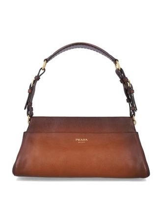 Prada Hobo Bags - Two-Tone Encha&icirc;n&eacute; Medium Leather Shoulder Bag - Gr. unisize - in Braun - f&uuml;r Damen