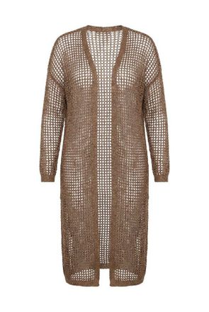 Miamoda Strickjacke Strickjacke Loose Fit Lochstrick Glitzereffekt