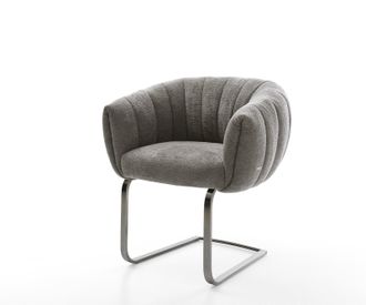 DELIFE Freischwinger Jada-Flex Boucl&eacute; Soft Schlamm Freischwinger flach Graphit Taschenfederkern, Esszimmerst&uuml;hle