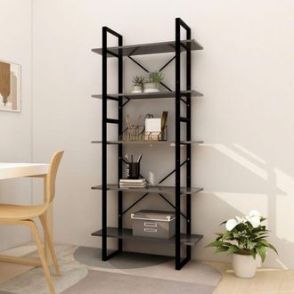 vidaXL Vidaxl - Bücherregal 5 Fächer Grau 80x30x175 cm Holzwerkstoff