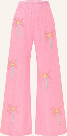 Grace Grace Marlenehose Aus Leinen Mit Pailletten pink