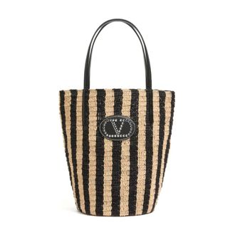 Valentino Garavani Panier Shopping Ray&eacute; en Raffia - Femme - Sacs - Multicolore - Taille: ONE Size