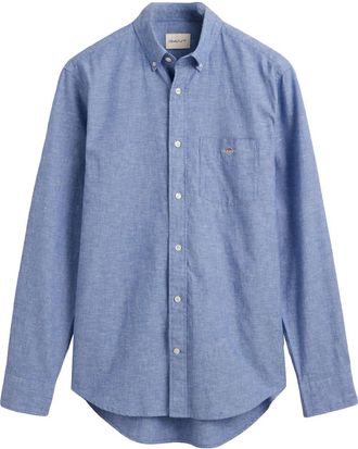 GANT Herren REG Cotton Linen Shirt Hemd, Rich Blue, Large