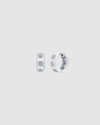 Michael Kors boucles doreilles huggie logo argent&eacute;es