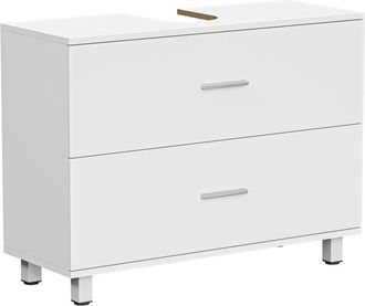HOMCOM Meuble sous lavabo - HOMCOM - 2 tiroirs - style moderne - panneau de particules et MDF - 80 x 30 x 60 cm - blanc