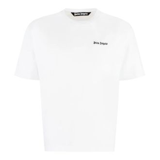 Palm Angels Baumwoll-T-Shirt mit Rundhalsausschnitt - - Tops - Herren - Wei&szlig; - S