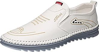 Generic Chaussures habill&eacute;es &agrave; enfiler pour homme - Chaussures en cuir &agrave; fond plat - Style r&eacute;tro - Mocassins confortables et d&eacute;contract&eacute;s - Mocassins doux pou