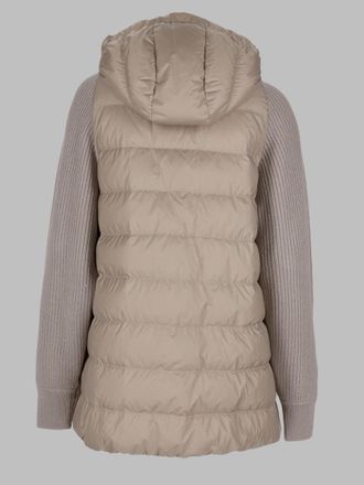 Brunello Cucinelli Puffer with Knit Sleeve Down Jacket - Gray