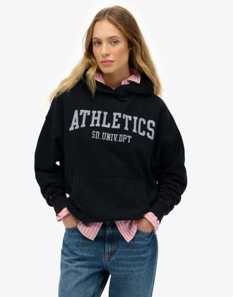 Superdry Athletic Essentials - Relaxed-Fit-Kapuzenpullover in Eclipse-Marineblau