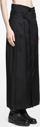 Yohji Yamamoto jupe longue boutonnée à taille ceinturée - Noir