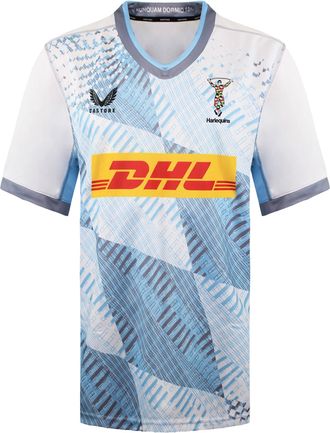 Castore Harlequins Herren Rugby-Shirt, Wei&szlig;/Blau
