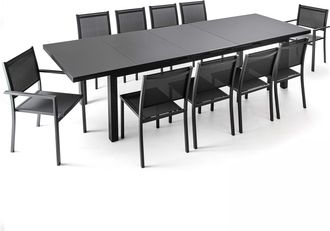Oviala Gartentisch-Set, ausziehbar, 256-320 cm und 10 Sitzplätze