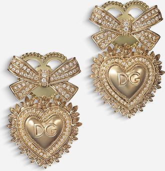 Dolce & Gabbana Devotion Earrings In Yellow Gold With Diamonds - Frau Ohrringe Gold Onesize