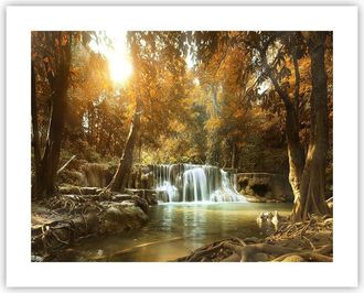 Arttor Poster ohne Rahmen Deko 50x40cm Park Wasserfall Wasser Wandposter Art Prints Wanddeko Bild Wand Kunstdruck Wandbilder Dekoration Wohnzimmer Schlafzimm