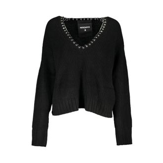 Patrizia Pepe Eleganter V-Ausschnitt Pullover mit stilvollen Details - - Knitwear - Damen - Schwarzk - XS