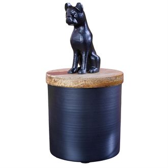 Invicta Interior Design Dose Panther - 20cm - schwarz Natur - Mangoholz Metall - Panther-Figur Dekoration Raubkatze Schmuckdose mit Deckel