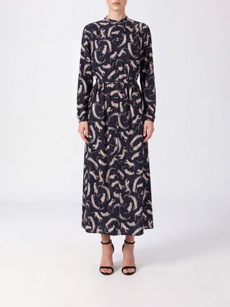 Forte_Forte Midi-Hemdblusenkleid aus Viskose mit Fauna-Print und Stehkragen