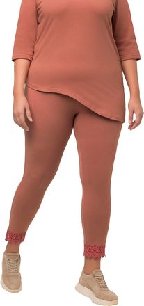 Ulla Popken Damen Eco Cotton Lace Trim Leggings Hose, Rot, 36W x 32L