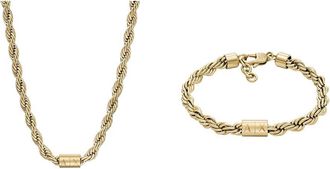 A|X Armani Exchange Herren-Edelstahlkette und Armband-Set