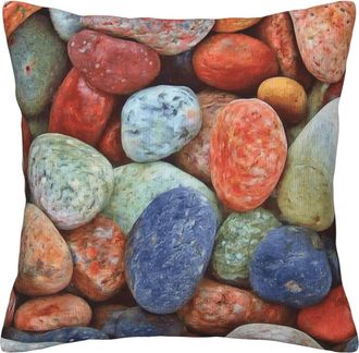 IUBBKI Quadratischer Kissenbezug, verschiedene Steine, 45 cm x 45 cm mit unsichtbarem Reißverschluss, dekoratives Kissen für Bettsofa (nur Kissenbezug, kein 