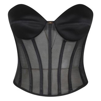 Elisabetta Franchi Femme, Tops, Noir, Taille: 38 FR Haut Bustier en Tulle et Satin