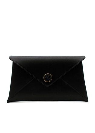 Altuzarra Current Black Satin Medallion Envelope Clutch