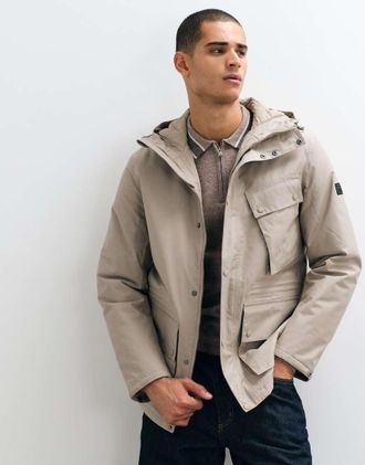 Barbour Endley wasserfeste Jacke mit Kapuze in Beige-Neutral
