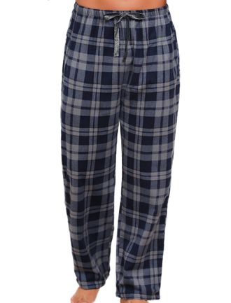 Mia Lucce Schlafanzughose Herren Lang Kariert Pyjama Hose Baumwolle Flanell Atmungsaktive Schlafanzug Hose Pyjamahose Herren Lang Baumwolle mit Kordelzug S-XL
