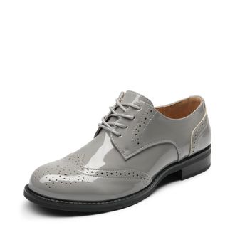 Dream Pairs Damen Klassische Schn&uuml;rhalbschuhe Oxford atmungsaktiv Brogues flach Derby atmungsaktiv Damen Anzugschuhe komfortabel Businessschuhe SDOX2201W-E Light/