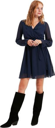 Trendyol Trendyol Womens TWOAW20EL0789 Dress, Navy Blue, 34