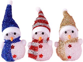 OSALADI 3 St&uuml;cke LED Schneemann Figur Nachtlicht Dekofigur Weihnachtsdeko Beleuchtung Weihnachten Tischdeko Beleuchtet f&uuml;r Xmas Dekoration Feengarten Deko Wei