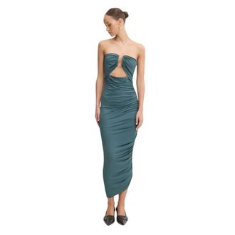 Aniye By Robe Midi Jett &agrave; Ruch&eacute;s - Femme - Robes - Bleu - Taille: 42 FR