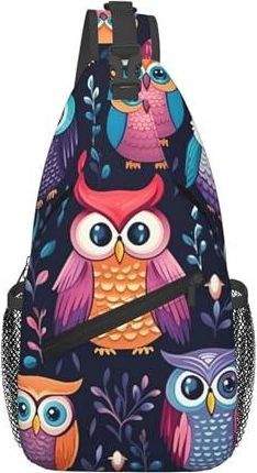 Generic Sacoche Homme Bandouliere Hibou, animal mignon R&eacute;glable Sac De Poitrine Multifonction Crossbody Bag pour Homme Cyclisme Femme