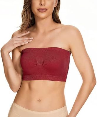 Generic Haut bandeau court pour femme 2025 - &Eacute;paules d&eacute;nud&eacute;es - Solide - Sans bretelles - &Eacute;paules d&eacute;nud&eacute;es - Sans couture - Dos nu - Bustier de plage - Joli b