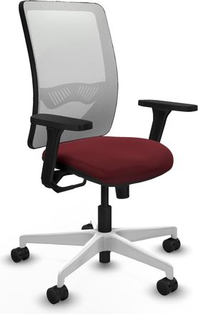 Piqueras y Crespo Stuhl mit Rollen f&uuml;r PC Zulema mit 3D-Armlehnen, h&ouml;henverstellbare Lendenwirbelst&uuml;tze, ausgestattet mit 3 Positionen und Schneideschaum, Wei&szlig;/Granatro